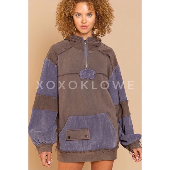 POL | Tops | Last One Pol Multi Color Half Zip French Terry Corduroy ...